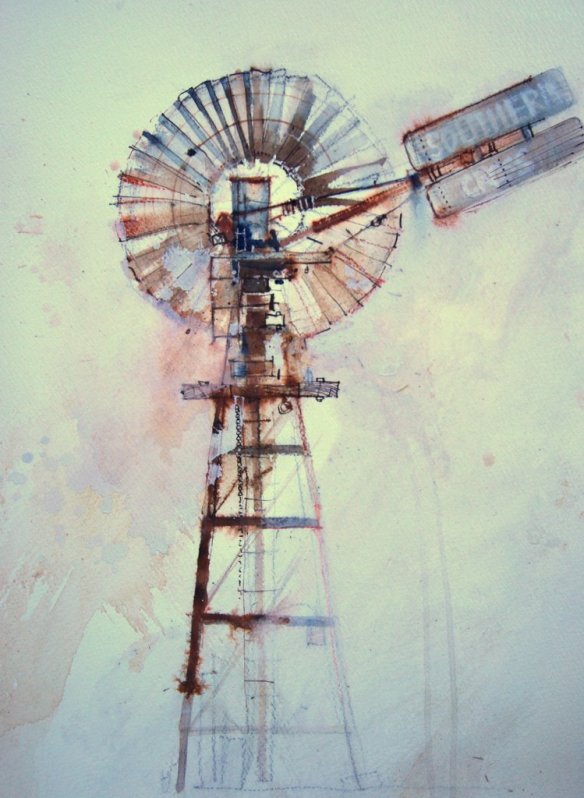 WATERCOLOR WINDMILL | Splashing Paint